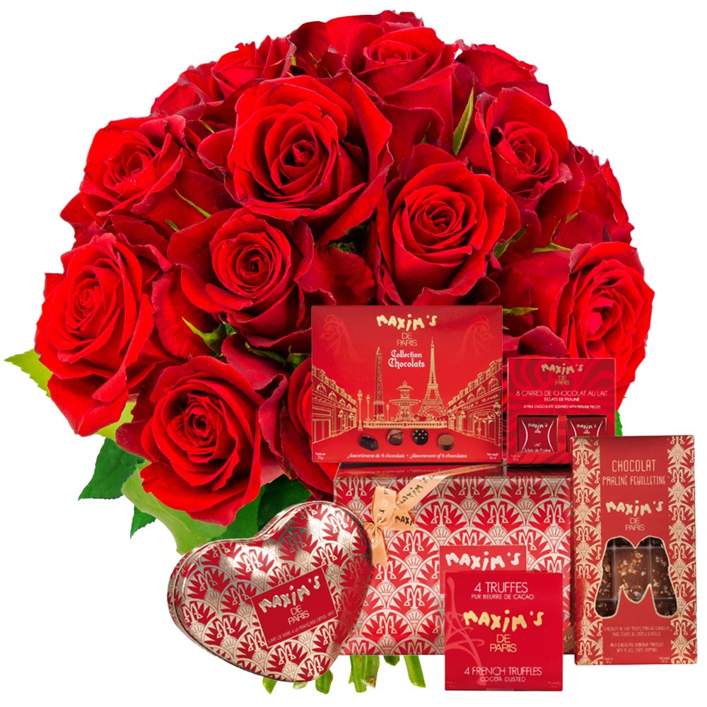 Cadeaux Gourmands "15 ROSES ROUGES + COFFRET FARANDOLE" - Livraison ...