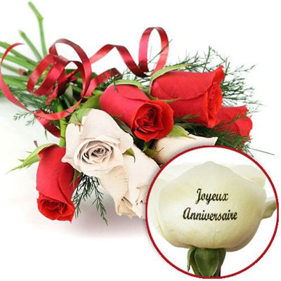 Livraison du bouquet de roses Anniversaire : "ROSES MARQUEES ...