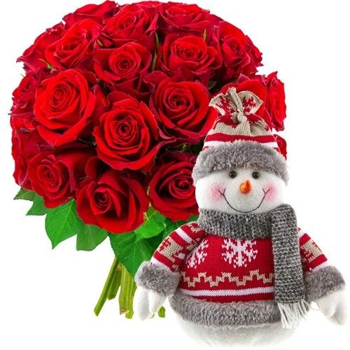 Cadeaux insolites "30 ROSES ROUGES + BONHOMME DE NEIGE" - Livraison ...